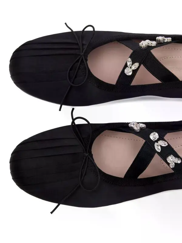 Simone Rocha Pleated Crystal-embellished Ballet Flats