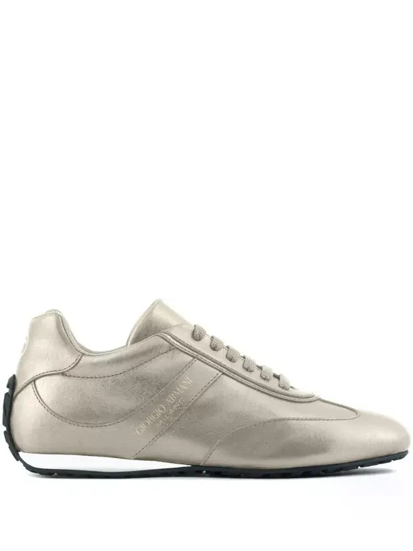 Giorgio Armani Lamé-effect Leather Sneakers