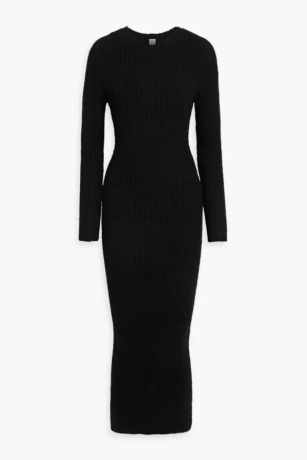 TOTEME Ribbed Bouclé-knit Wool-blend Midi Dress