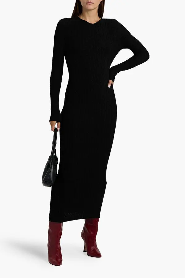 TOTEME Ribbed Bouclé-knit Wool-blend Midi Dress