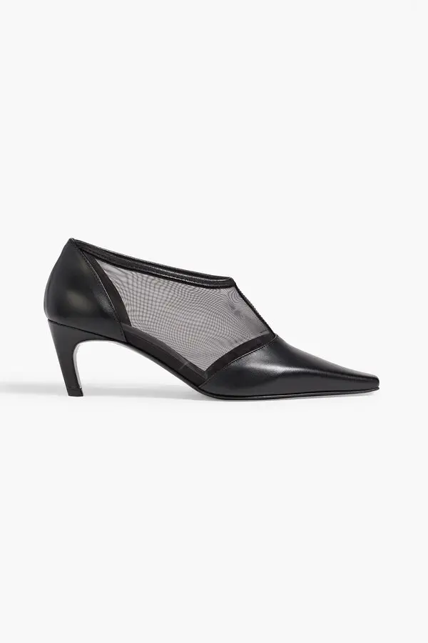 TOTEME T-strap Mesh And Leather Pumps