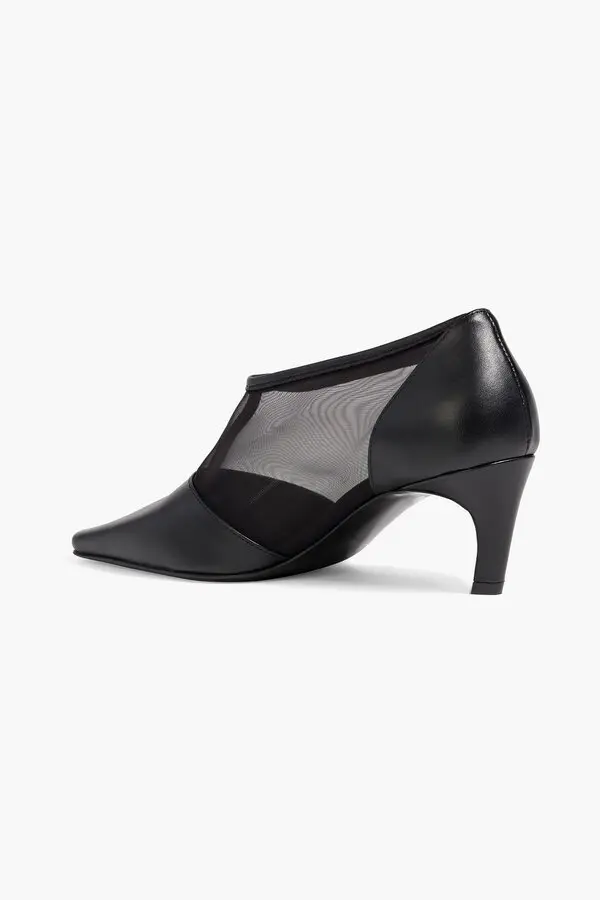 TOTEME T-strap Mesh And Leather Pumps