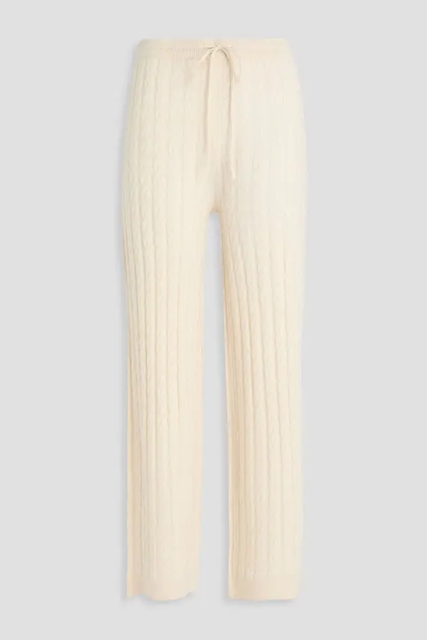 TOTEME Cable-knit Wool-cashmere Wide-leg Pants - Ivory