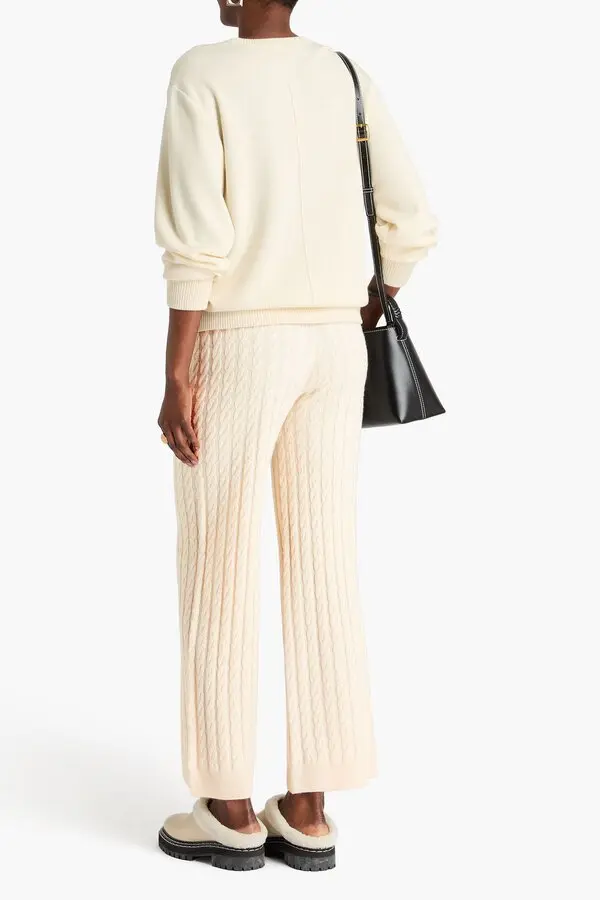 TOTEME Cable-knit Wool-cashmere Wide-leg Pants