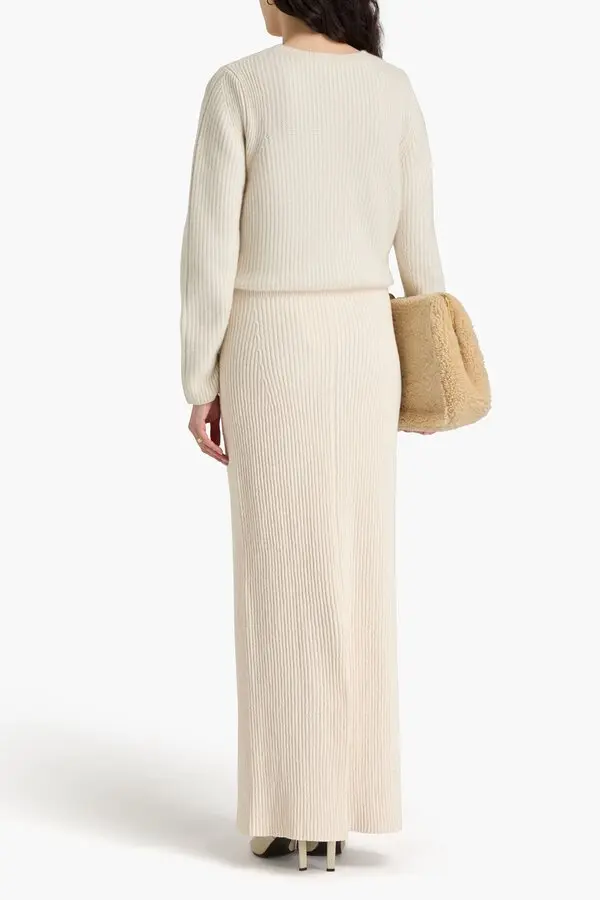 TOTEME Ribbed Cotton-blend Maxi Skirt - Ecru