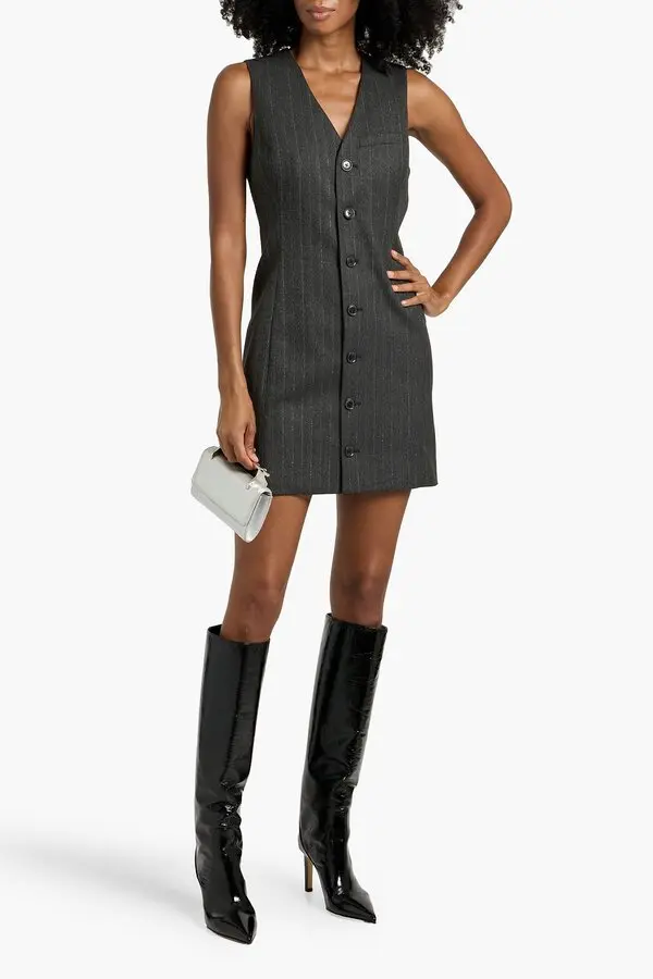 FRAME Metallic Pinstriped Woven Mini Dress