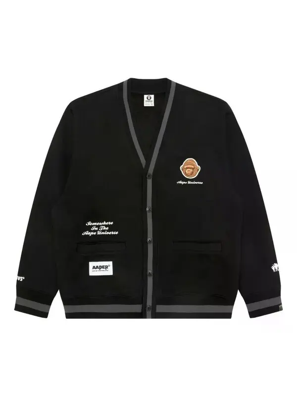 AAPE BY *A BATHING APE Embroidered Cardigan With Ribbed Trim