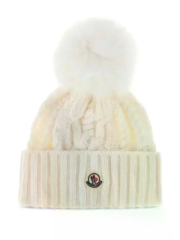 Moncler Cable-knit Beanie With Pom-pom