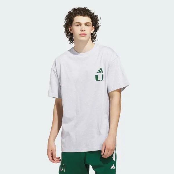 Adidas Miami Hurricanes Chapter Basketball Tee - Light Grey Heather / Ncaa-mia