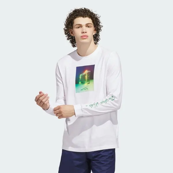 Adidas 3-stripes Lights Graphic Long Sleeve Tee - White