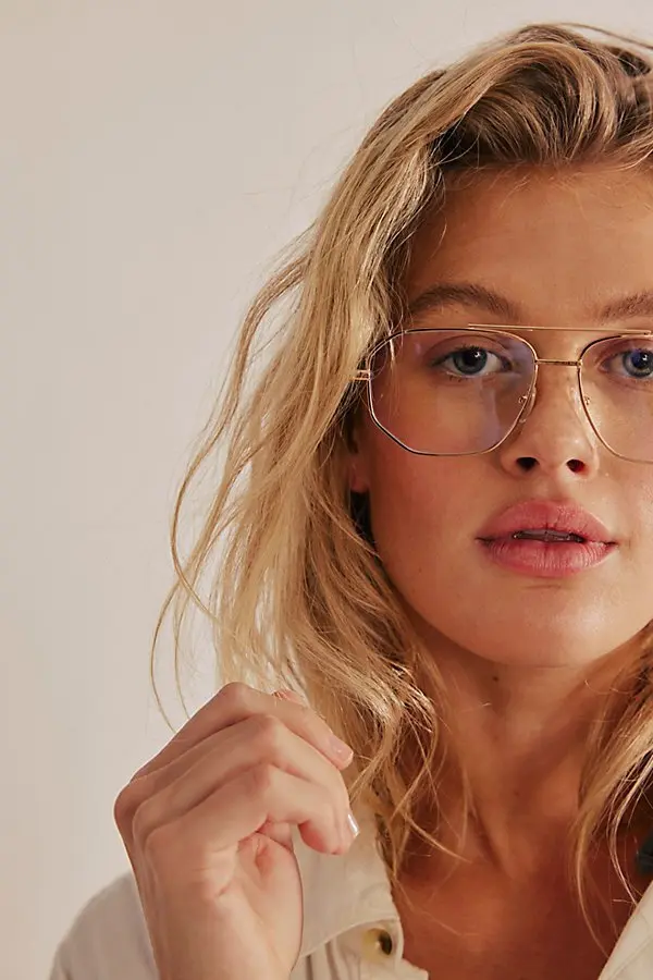 Free People Peter Retro Oversized Aviator Glasses - Gold