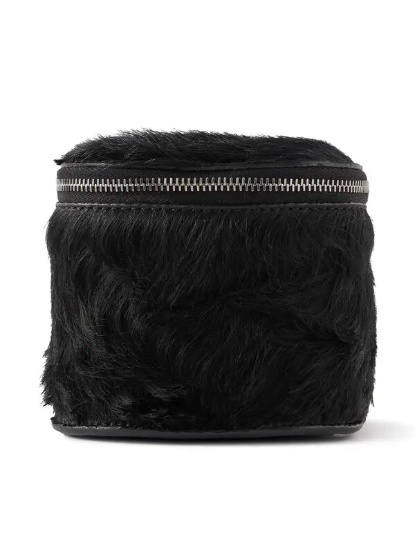 Rick Owens Small Calf Hair Wash Bag - Black