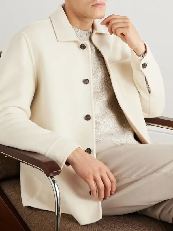 Eleventy Slim-fit Wool, Cashmere And Silk-blend Overshirt