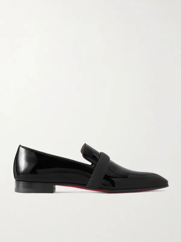 CHRISTIAN LOUBOUTIN Dandydeco Grosgrain-trimmed Patent-leather Loafers