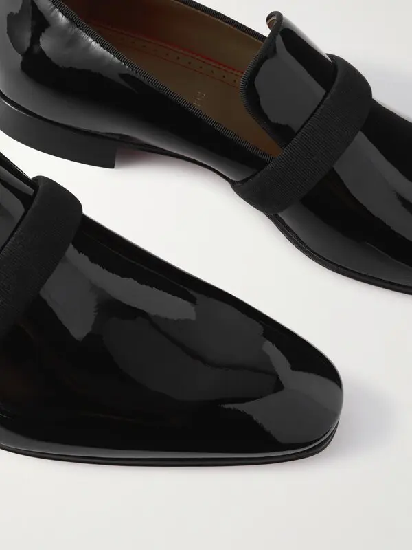 CHRISTIAN LOUBOUTIN Dandydeco Grosgrain-trimmed Patent-leather Loafers