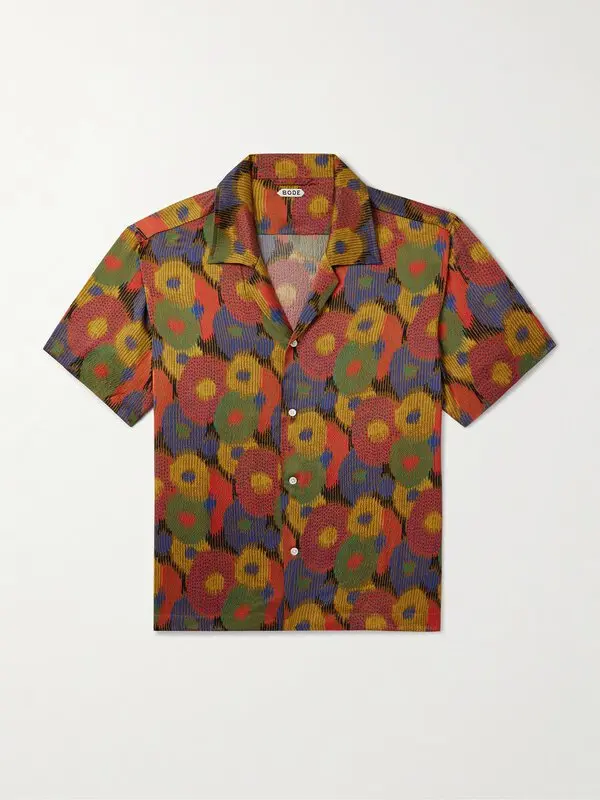 BODE Fruit Pit Camp-collar Printed Silk-seersucker Shirt - Multi