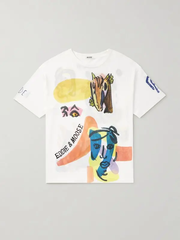 BODE Collage Printed Cotton-jersey T-shirt - White