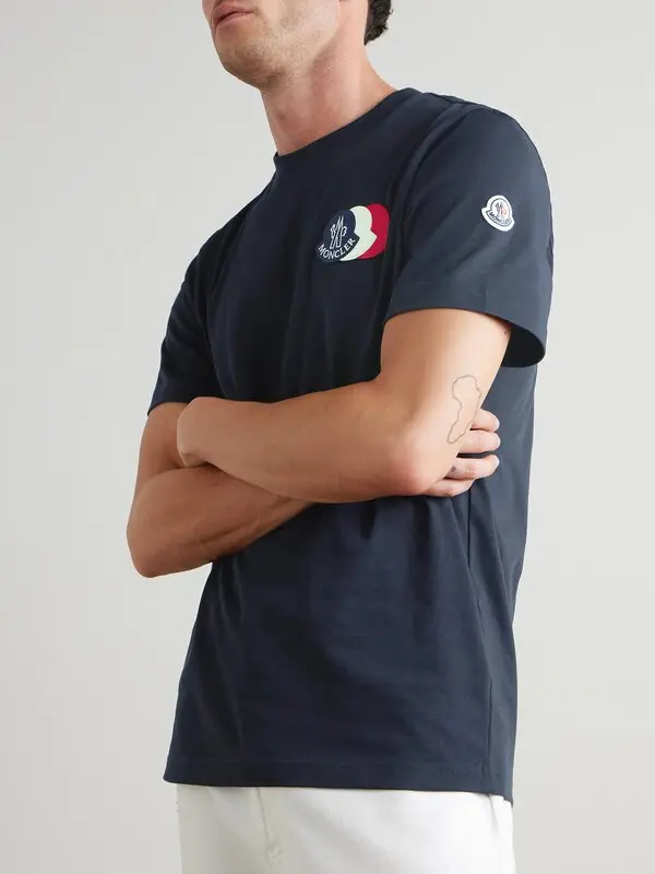 Moncler Logo-appliquéd Cotton-jersey T-shirt - Blue