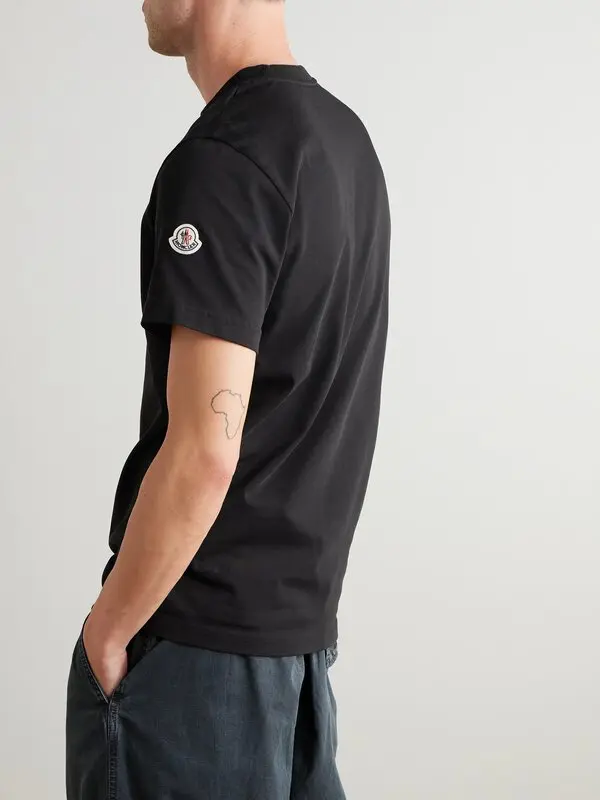 Moncler Logo-flocked Appliquéd Cotton-jersey T-shirt