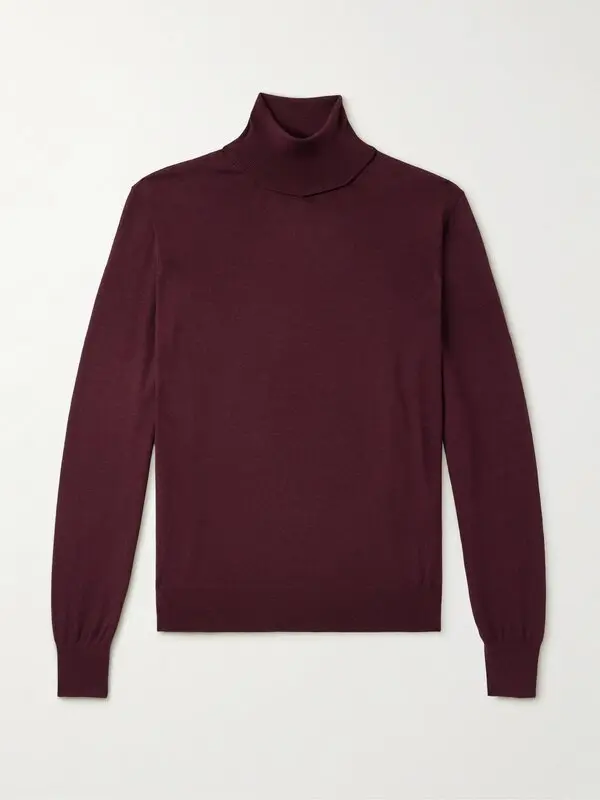 Saint Laurent Wool Rollneck Sweater - Burgundy