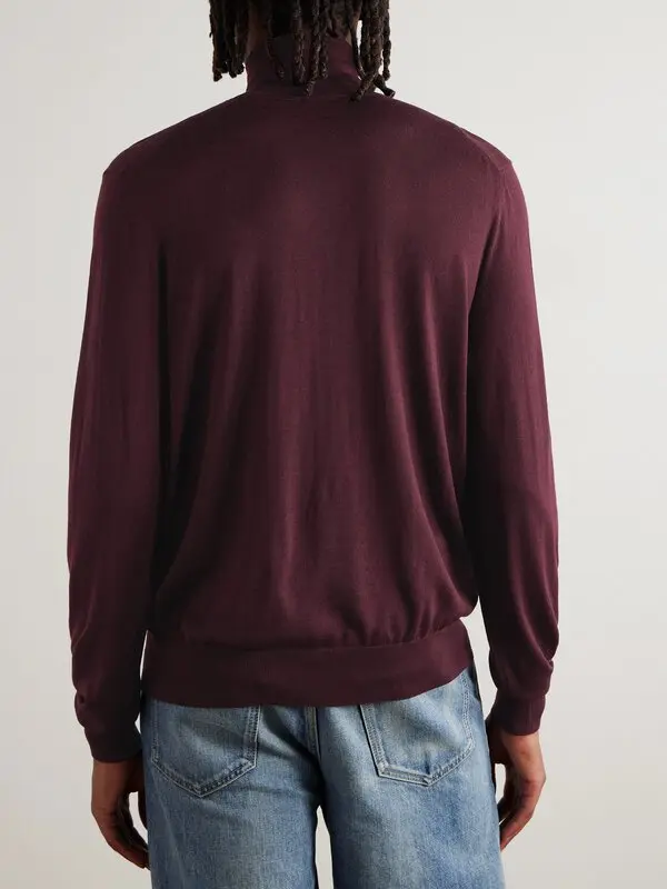 Saint Laurent Wool Rollneck Sweater - Burgundy