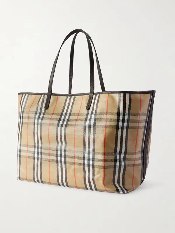 Burberry Full-grain Leather-trimmed Coated-canvas Tote Bag