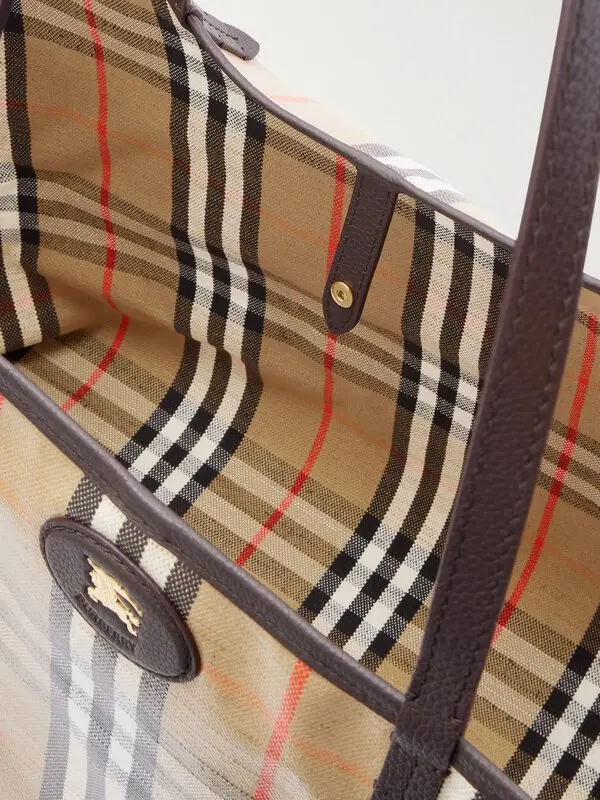 Burberry Full-grain Leather-trimmed Coated-canvas Tote Bag