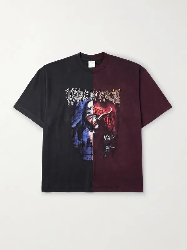 Vetements Cradle Of Filth Oversized Panelled Printed Cotton-jersey T-shirt