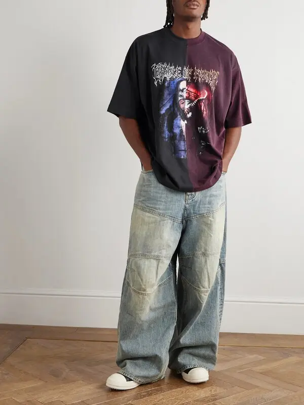 Vetements Cradle Of Filth Oversized Panelled Printed Cotton-jersey T-shirt
