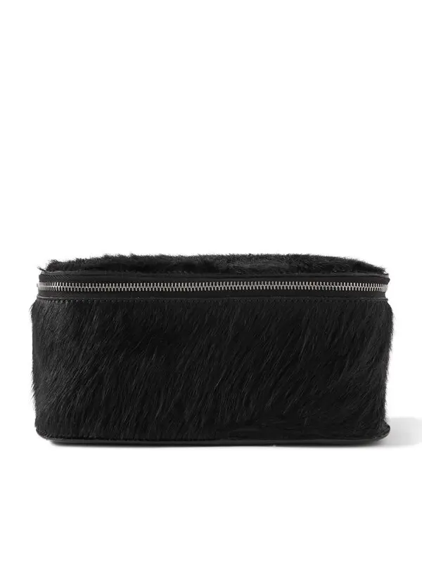Rick Owens Medium Calf Hair Wash Bag - Black