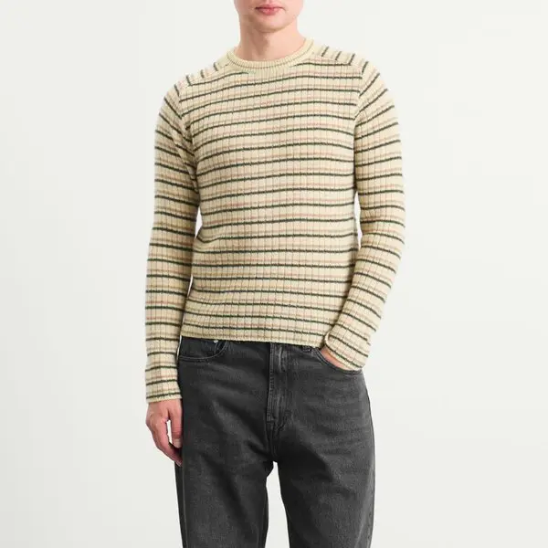 Auralee Shetland Wool Cashmere Rib Knit Pullover