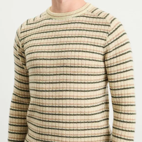 Auralee Shetland Wool Cashmere Rib Knit Pullover