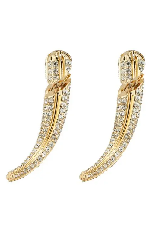 Tory Burch Pierced Front/back Earrings - Light Brass /crystal