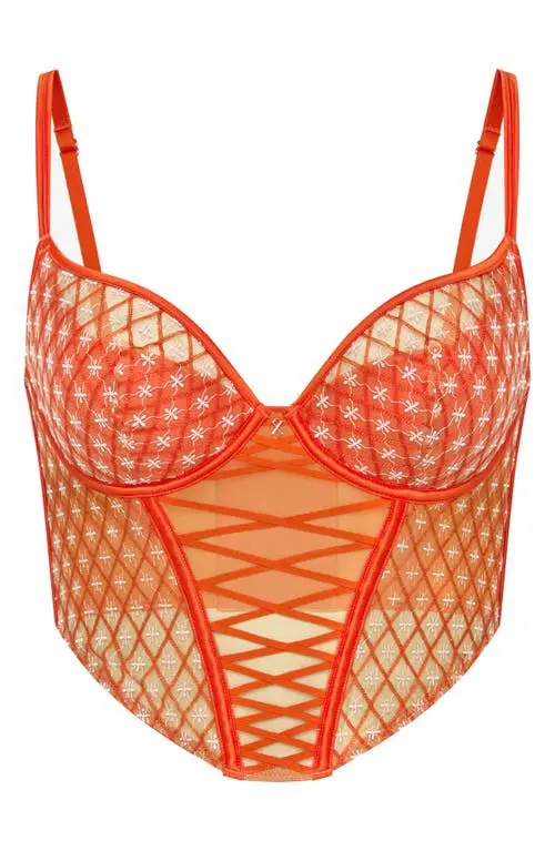 SAVAGE X FENTY Sheer Bustier With Geometric Embroidery - Red Tempo