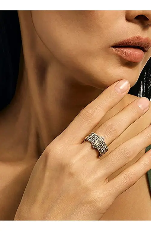 John Hardy Sterling Icon Link Ring With Diamonds - Silver