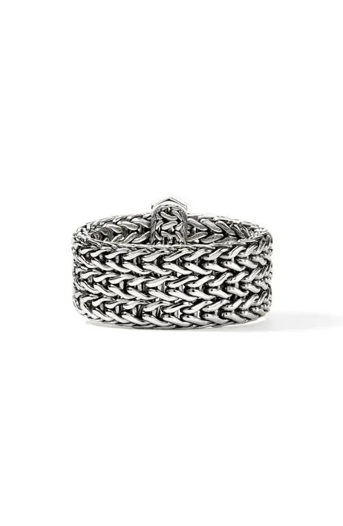 John Hardy Sterling Icon Link Ring With Diamonds - Silver