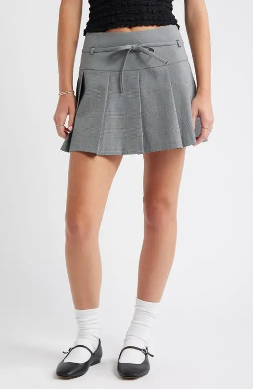 Bp. Plaid Pleated Mini Skirt With Belt