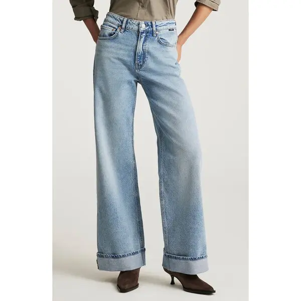 MAVI Florida Cuffed Wide Leg Jeans