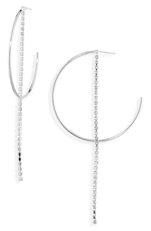 JUSTINE CLENQUET Milla Crystal Chain Hoop Earrings - Palladium