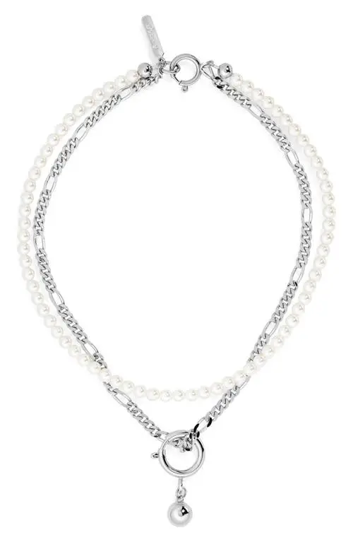 JUSTINE CLENQUET Jip Faux Pearl Layered Necklace - Palladium