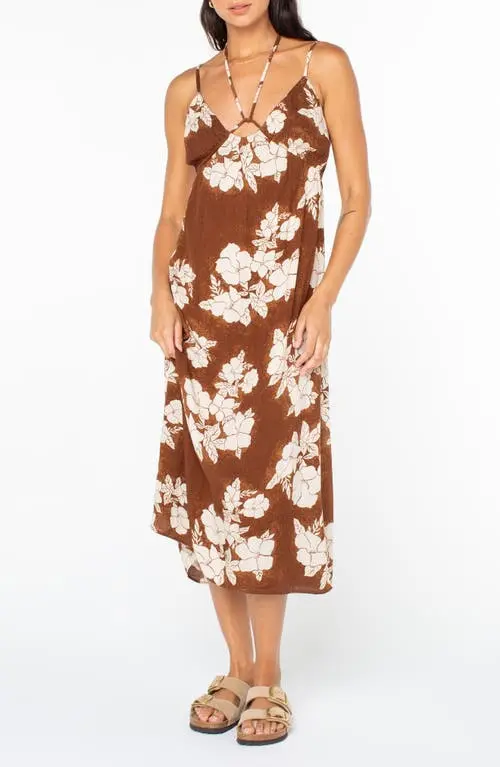Roxy Sunshine Crush Floral Halter Midi Dress - Tiramisu