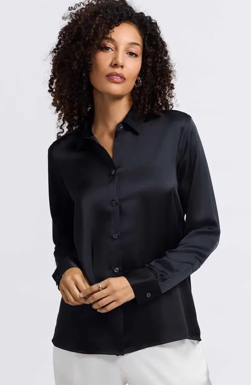 Foxcroft Bianca Satin Shirt - Black