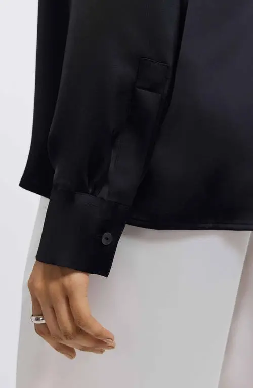 Foxcroft Bianca Satin Shirt - Black