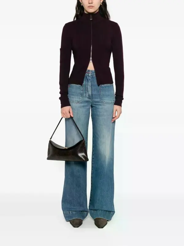 Victoria Beckham High-neck Zip-front Cardigan