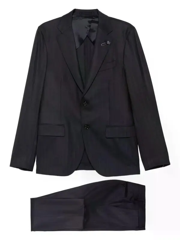 LARDINI Pinstripe Cotton Suit - Blue