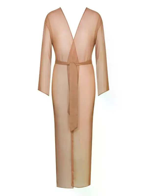 MAISON CLOSE Belted Sheer Robe - Neutrals