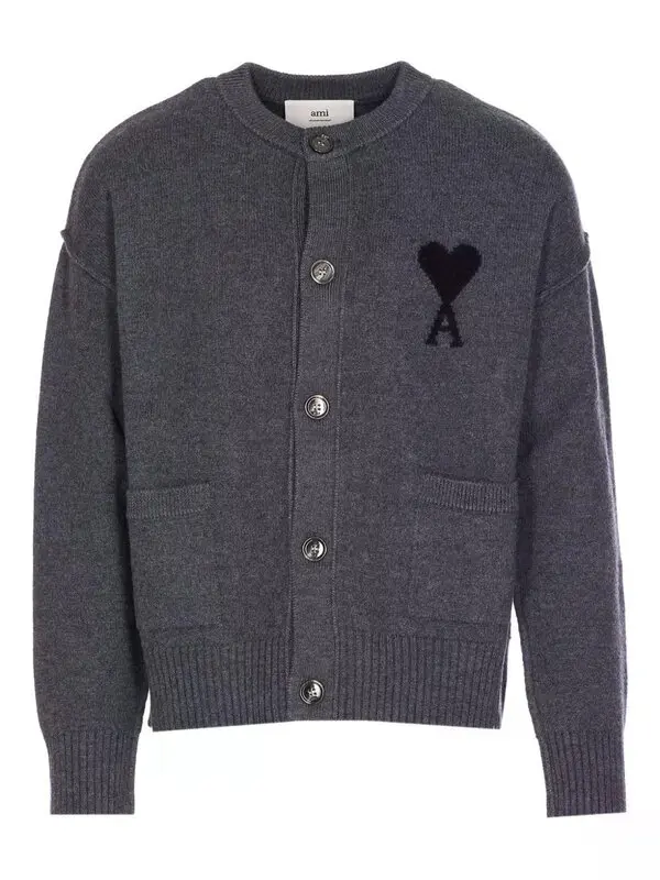 AMI Paris De Coeur Wool Cardigan