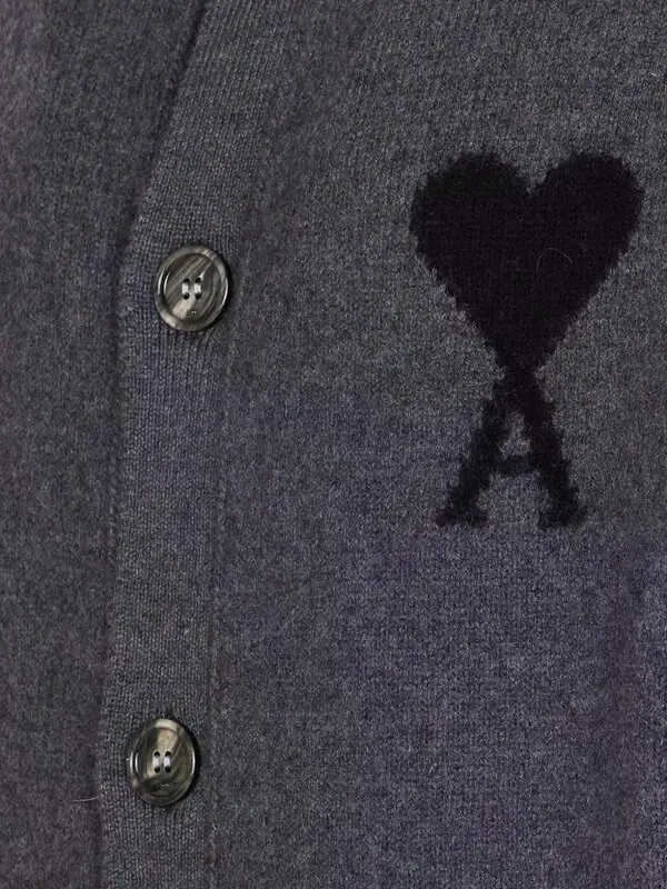 AMI Paris De Coeur Wool Cardigan
