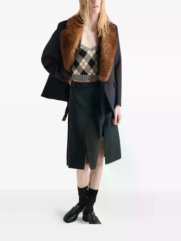 Prada Argyle-pattern Ribbed Top