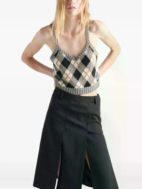 Prada Argyle-pattern Ribbed Top